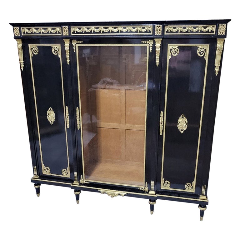 Black Bookcase Vitrine Napoleon III Boule Style, France, 19th Century ...