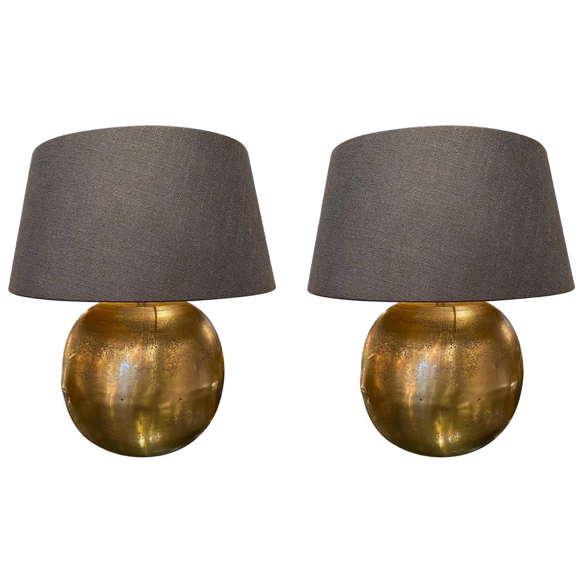 Pair of Textured Metal Table Lamps For Sale at 1stDibs