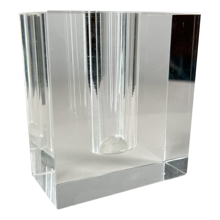 Modern Artisan Bud Vase Crystal Glass Rectangular Block Tizo Design For ...