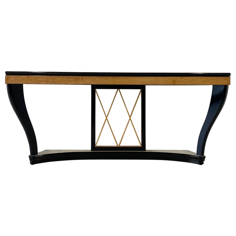 Italian Art Deco Parchment, Maple and Black Lacquer Console, 1940s at ...