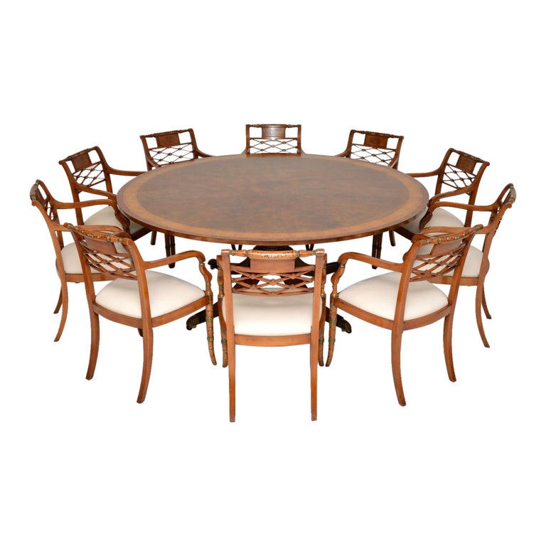 Antique Sheraton Revival Dining Table and Ten Chairs at 1stDibs