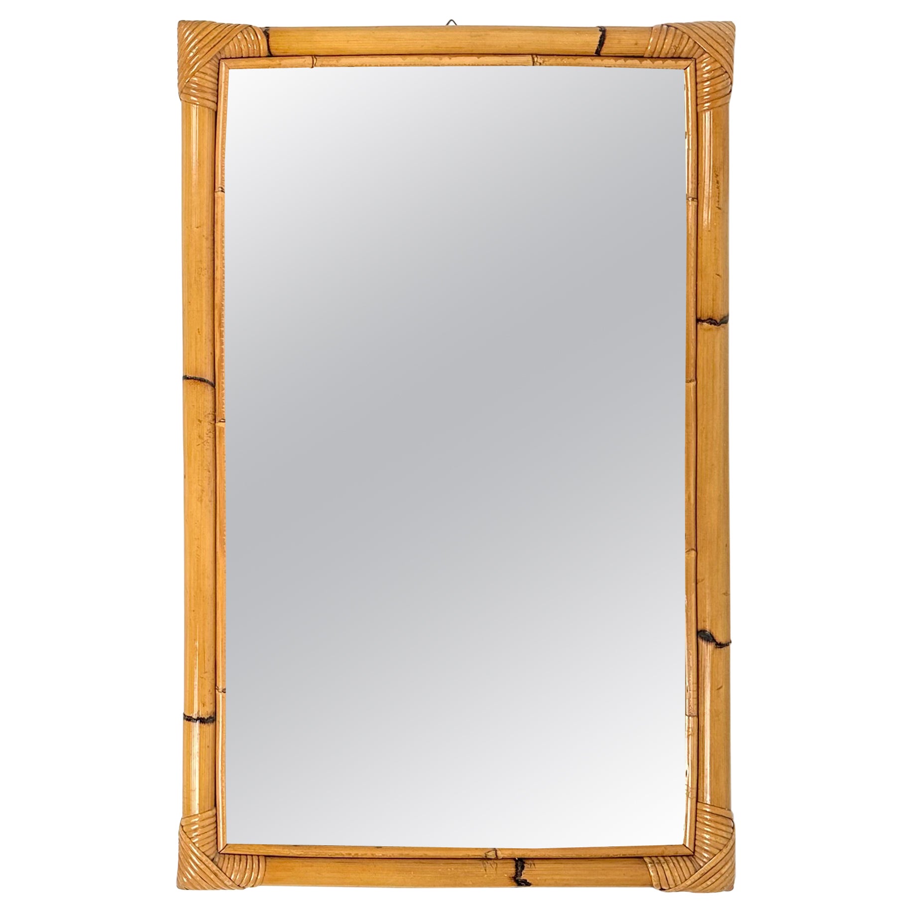 Mid Century Large Cane / Rattan Rectangular Wall Mirror, Italian, 1970s ...