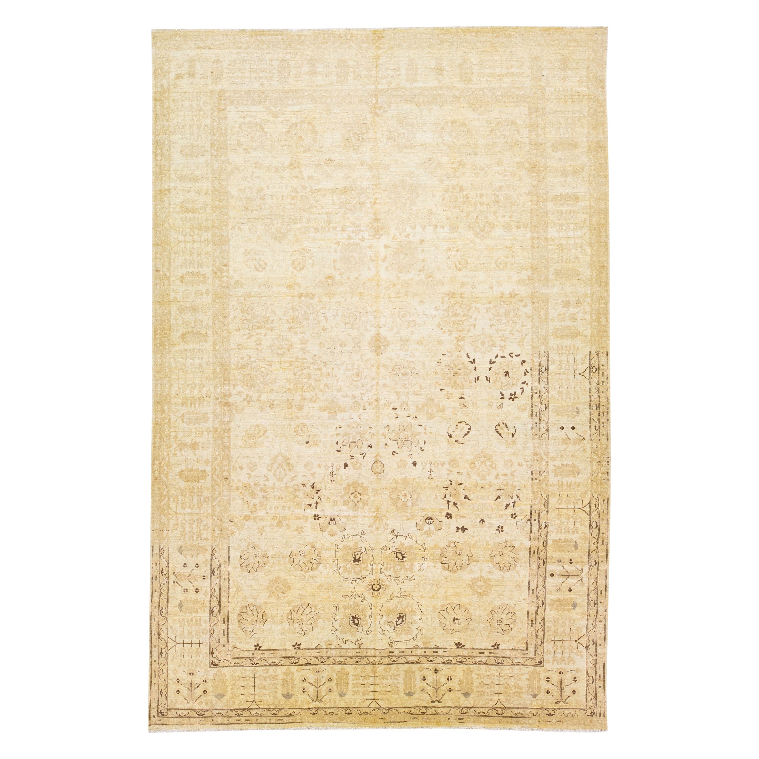 Blue Modern Peshawar Overdyed Handmade Indian Wool Rug For Sale at 1stDibs