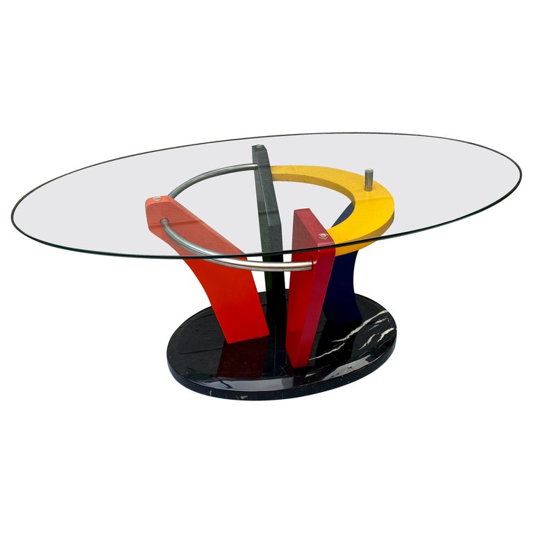 1990s Wood and Marble Abstract Memphis Style Coffee Table For Sale at ...