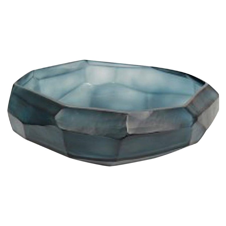 Deep Blue Glass Cubist Shape Bowl, Romania, Contemporary For Sale at ...
