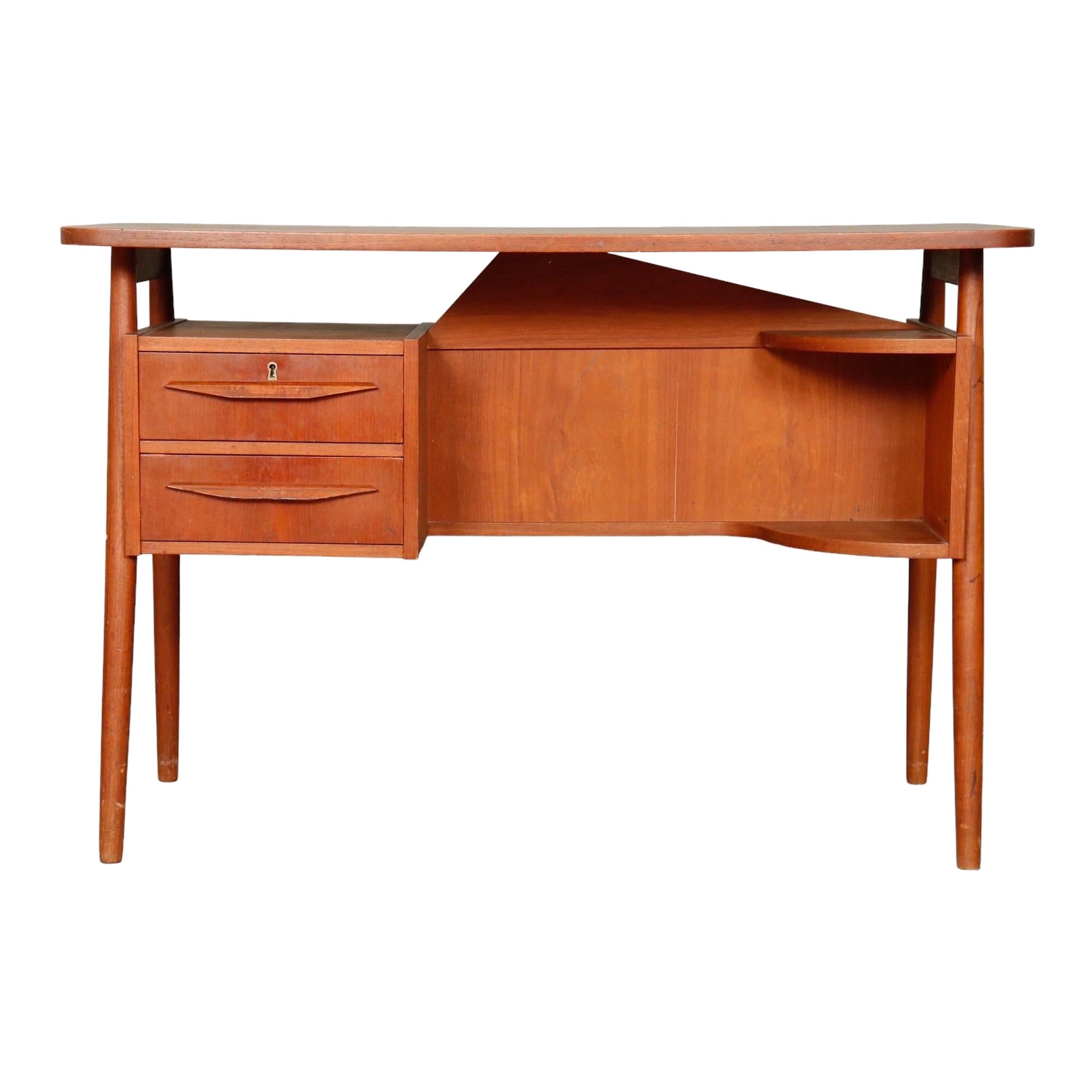 Danish Modern Solid Walnut Desk at 1stDibs