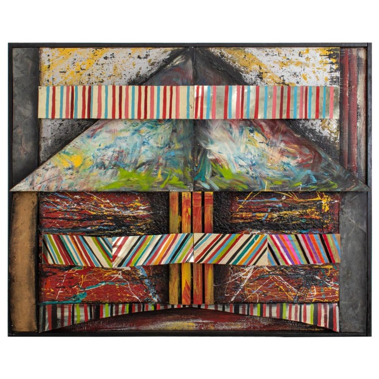 Signed Abstract Modern Mixed Media Wall Sculpture For Sale at 1stDibs