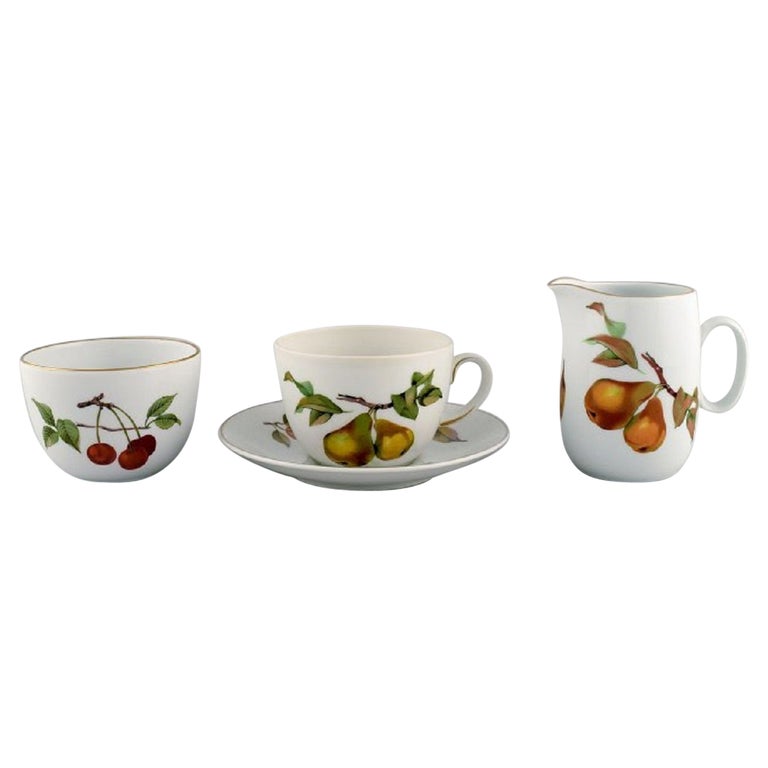 Royal Worcester, England. Evesham Porcelain Cup with Sugar Bowl and ...