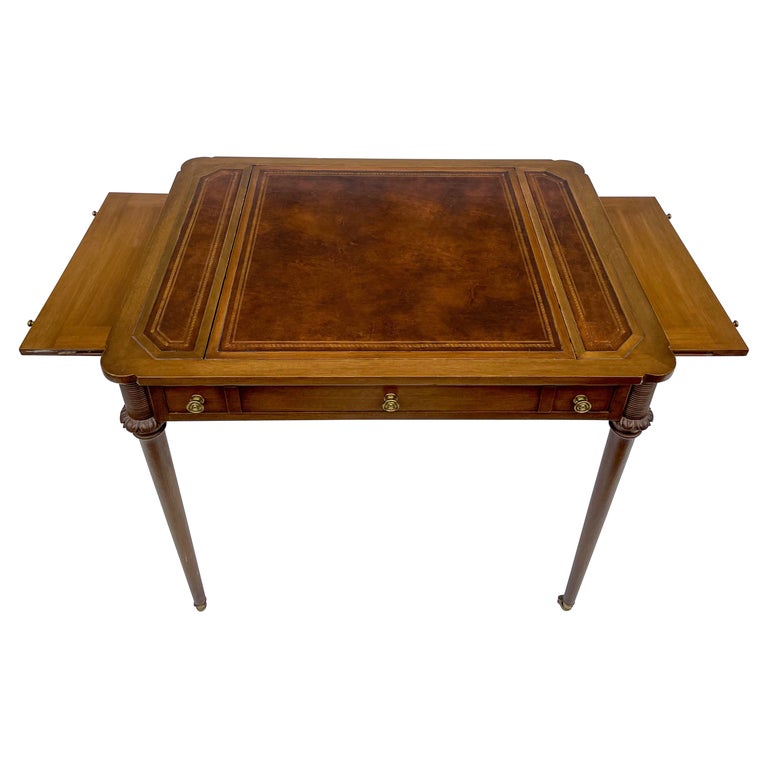 JS Cabinetmaker French Neoclassical Style Walnut and Leather Game Table ...