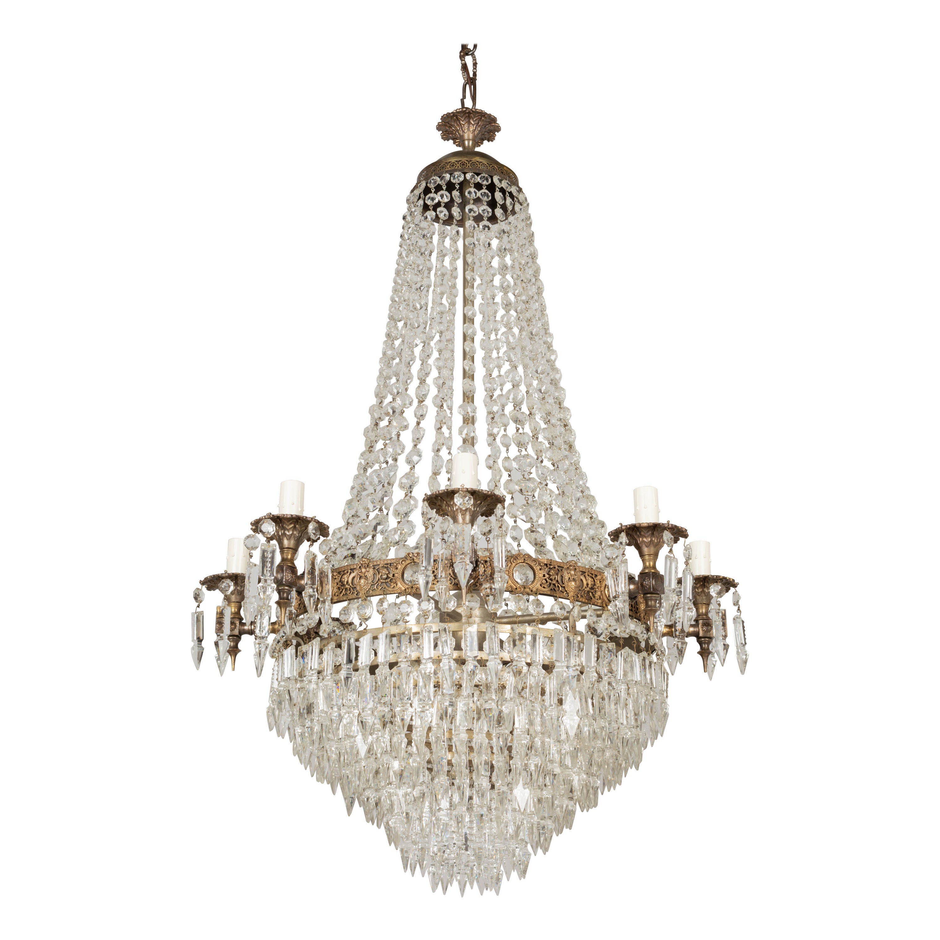 French Empire Style Neoclassical Revival Ormolu Chandelier at 1stDibs