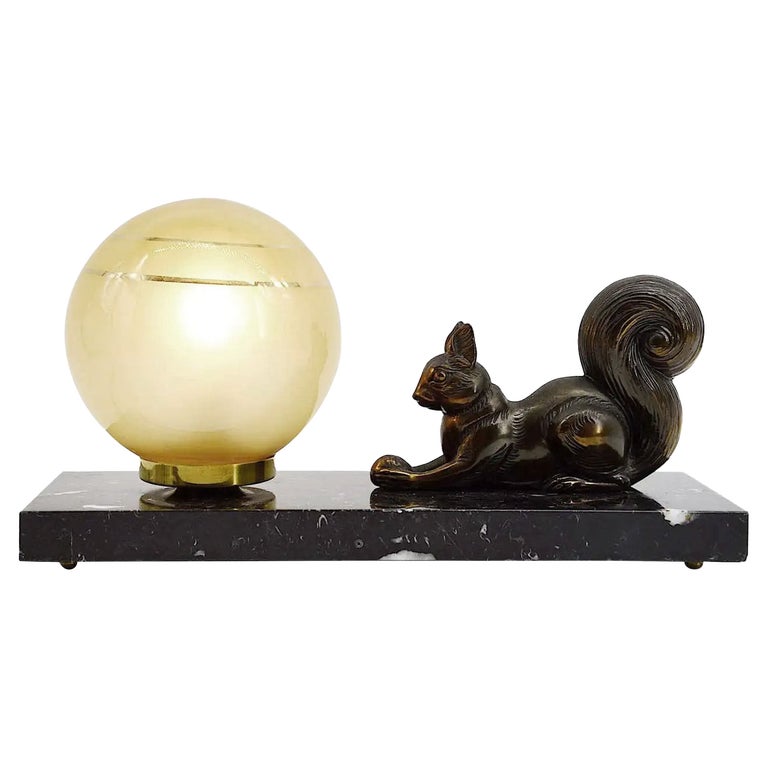 French Art Deco Squirrel Table Lamp Night-Light, 1930s For Sale at 1stDibs