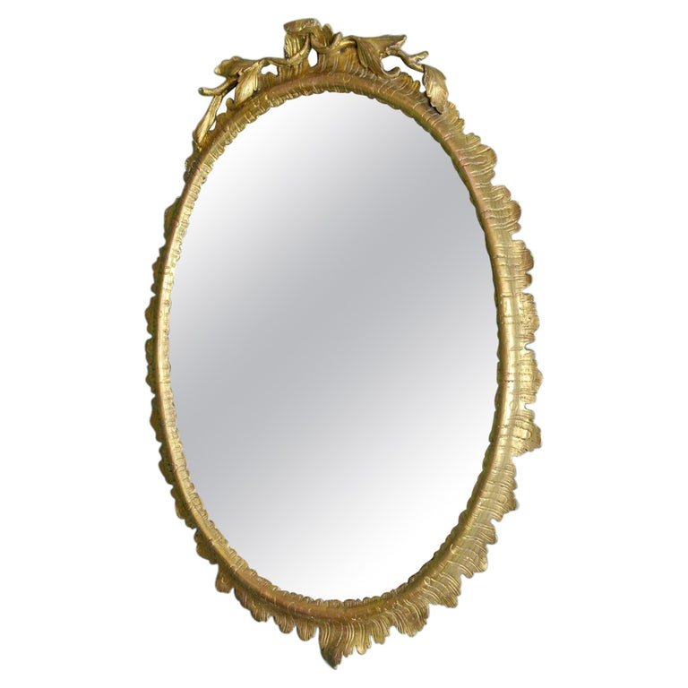 Very Fine Georgian Giltwood Oval Mirror c. 1760 For Sale at 1stDibs