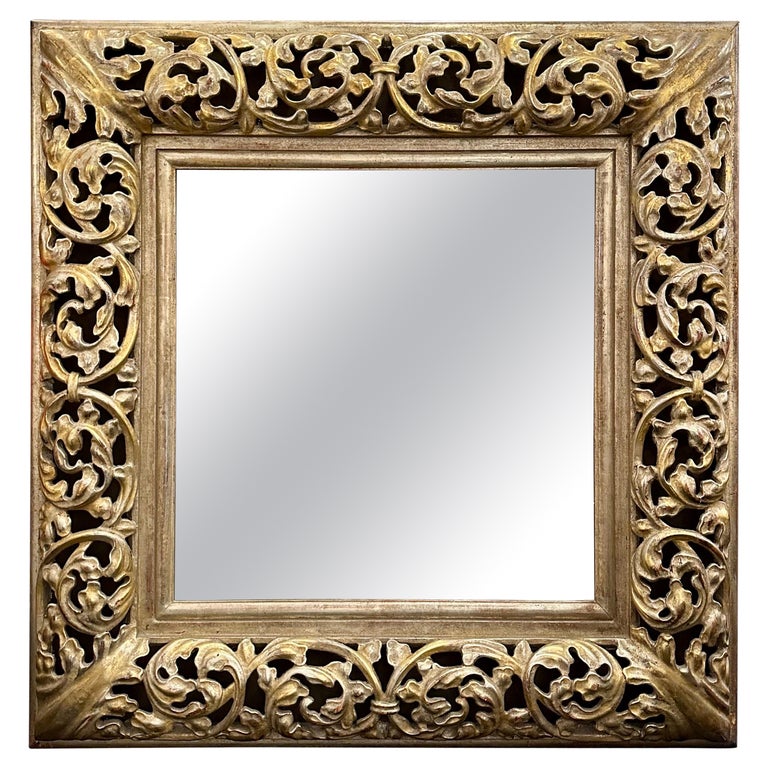 Silverleaf Gilt Carved Wood Framed Mirror For Sale at 1stDibs