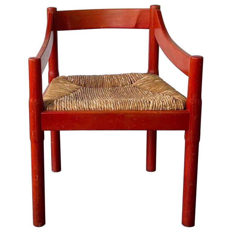 Red Carimate Carver Chair Vico Magistretti For Sale at 1stDibs