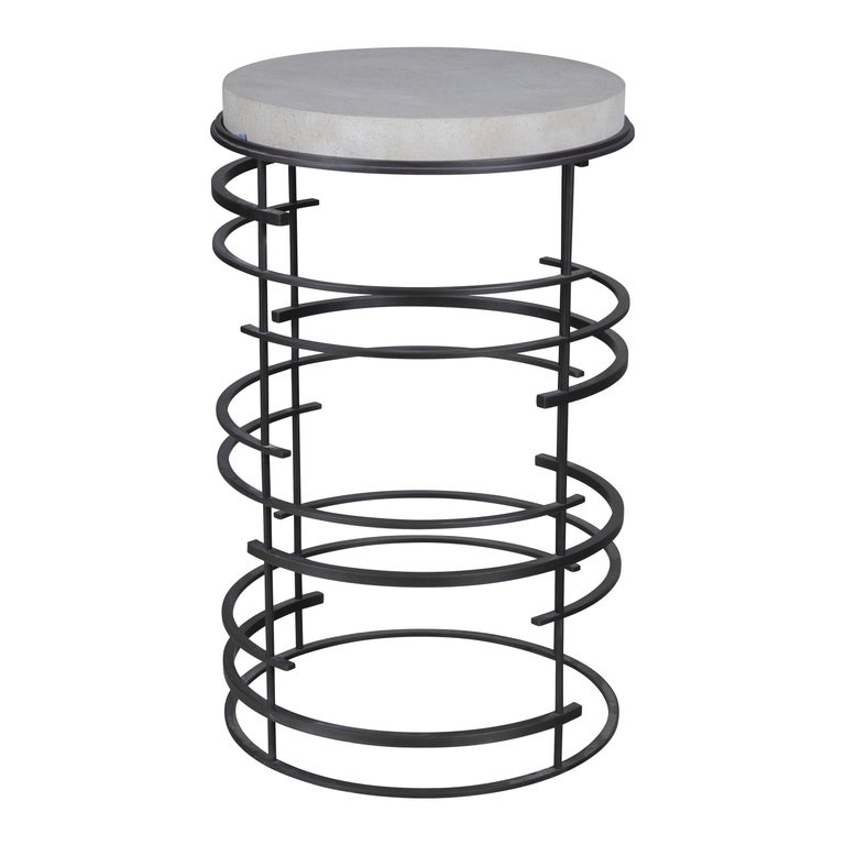 Broken Circle Metal Base with Limestone Top For Sale at 1stDibs