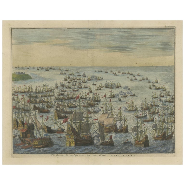 Impressive Rare View of the Defeat of the Spanish Fleet or Armada in ...