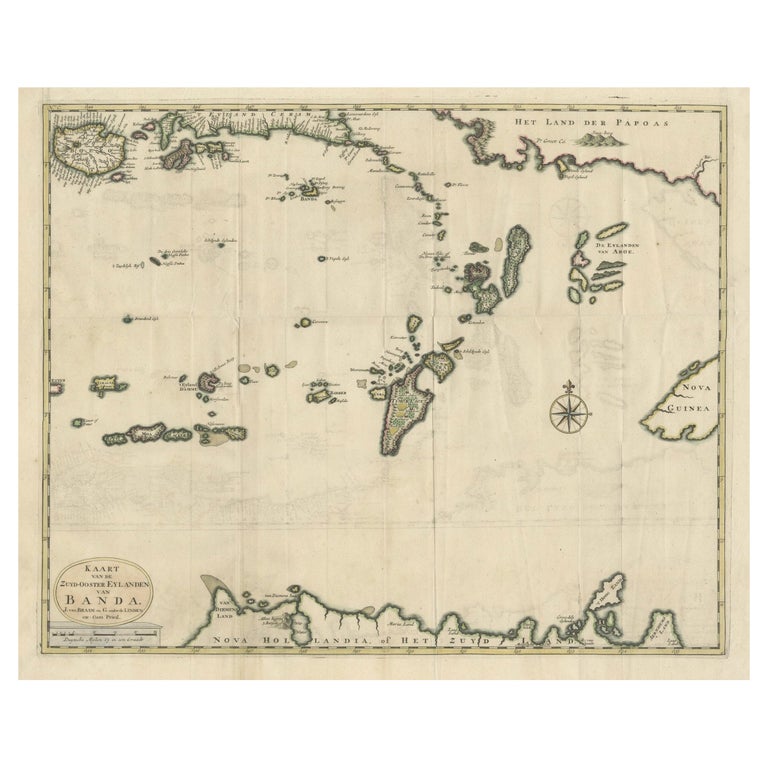 Old Antique Map of the Banda Islands (Southeast), Indonesia and ...
