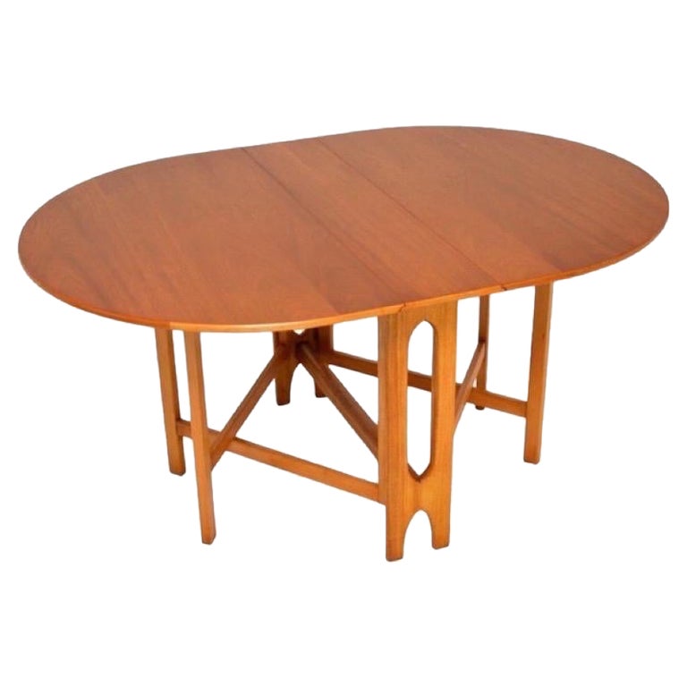 Imported Vintage Mid-Century Modern Walnut Gateleg Extended Dining ...
