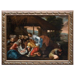 16th Century Adoration of the Shepherds Painting Oil on Copper by Carnevale For Sale at 1stDibs