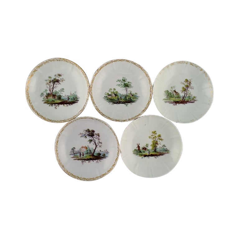 Five antique Royal Copenhagen porcelain bowls with hand-painted ...