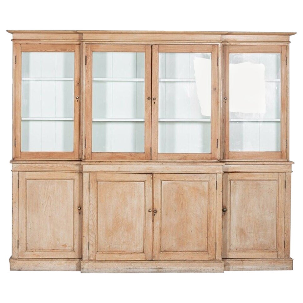 Large 19th C English Mahogany Glazed Breakfront Bookcase For Sale at ...