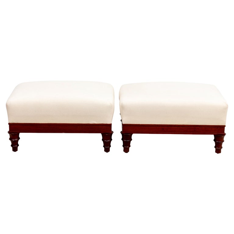Pair of English Ottomans For Sale at 1stDibs