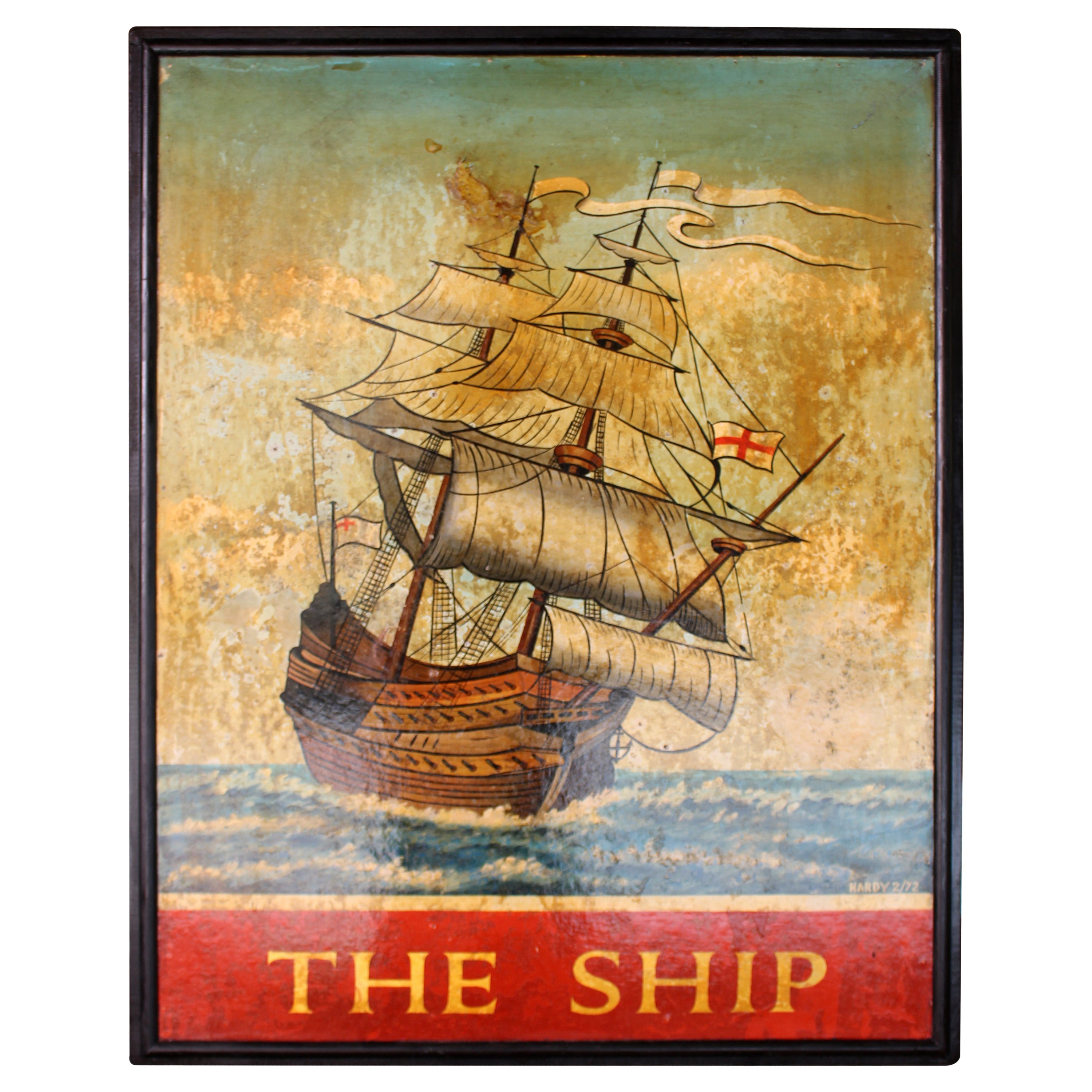 English Victorian Framed Ship Embroidery For Sale at 1stDibs