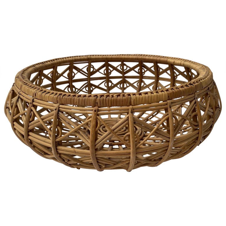 Franco Albini Style Wicker Basket For Sale at 1stDibs