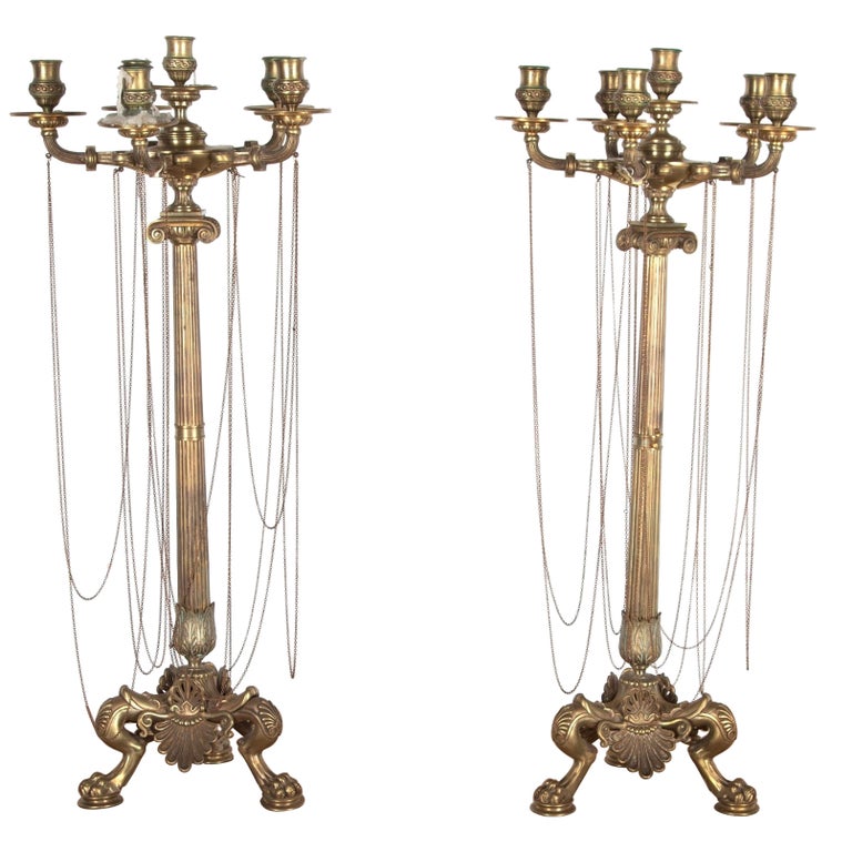 Large Pair of Neoclassical Candelabras For Sale at 1stDibs