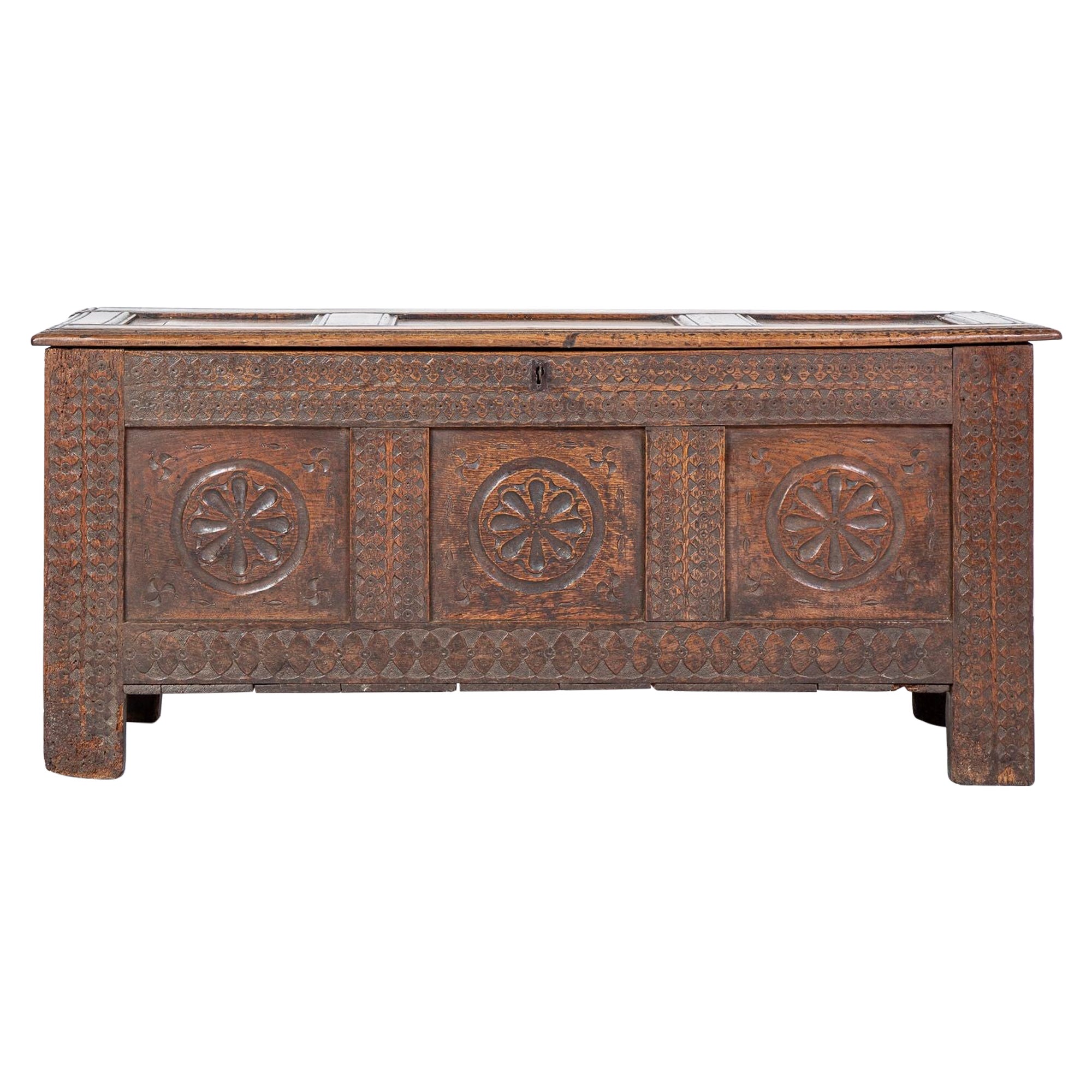 18th Century Carved Oak Coffer at 1stDibs | 18th century oak coffer