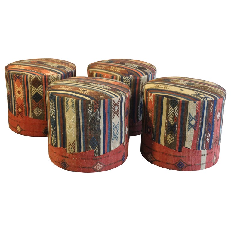 Pair of Turkish Kilim Stools, Two Pairs Available For Sale at 1stDibs