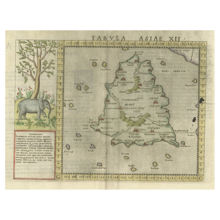 Ptolemy's Map of Asia Depicting the Island of Ceylon, Taprobana (Sri ...