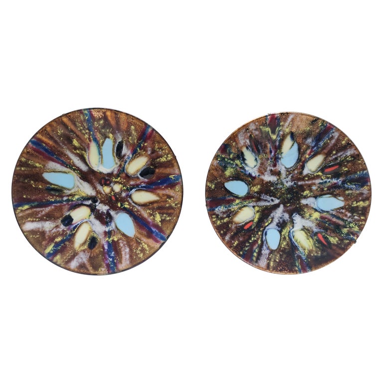 Vintage Pair of Lacquered Copper Vide-Poche / Decorative Plates For ...