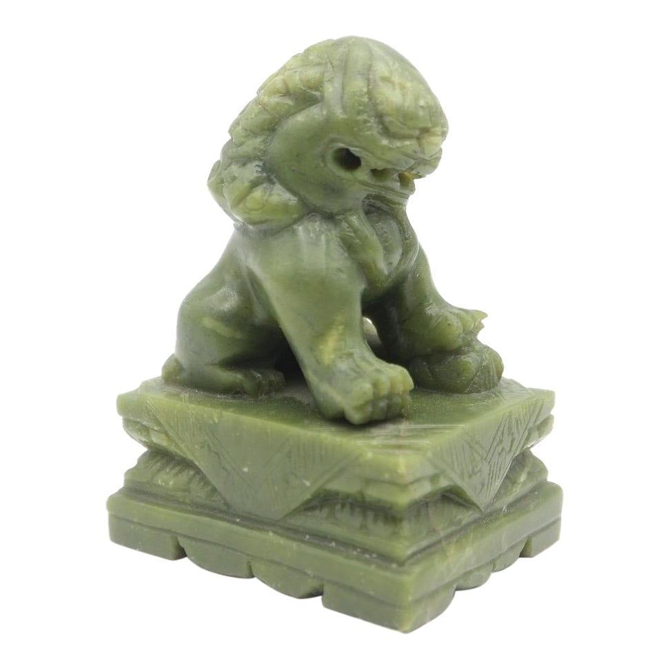 Chinese Green Jade Foo Fu Dog Guardion Lion, 20th Century at 1stDibs