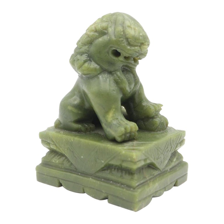 Chinese Green Jade Foo Fu Dog Guardion Lion, 20th Century at 1stDibs