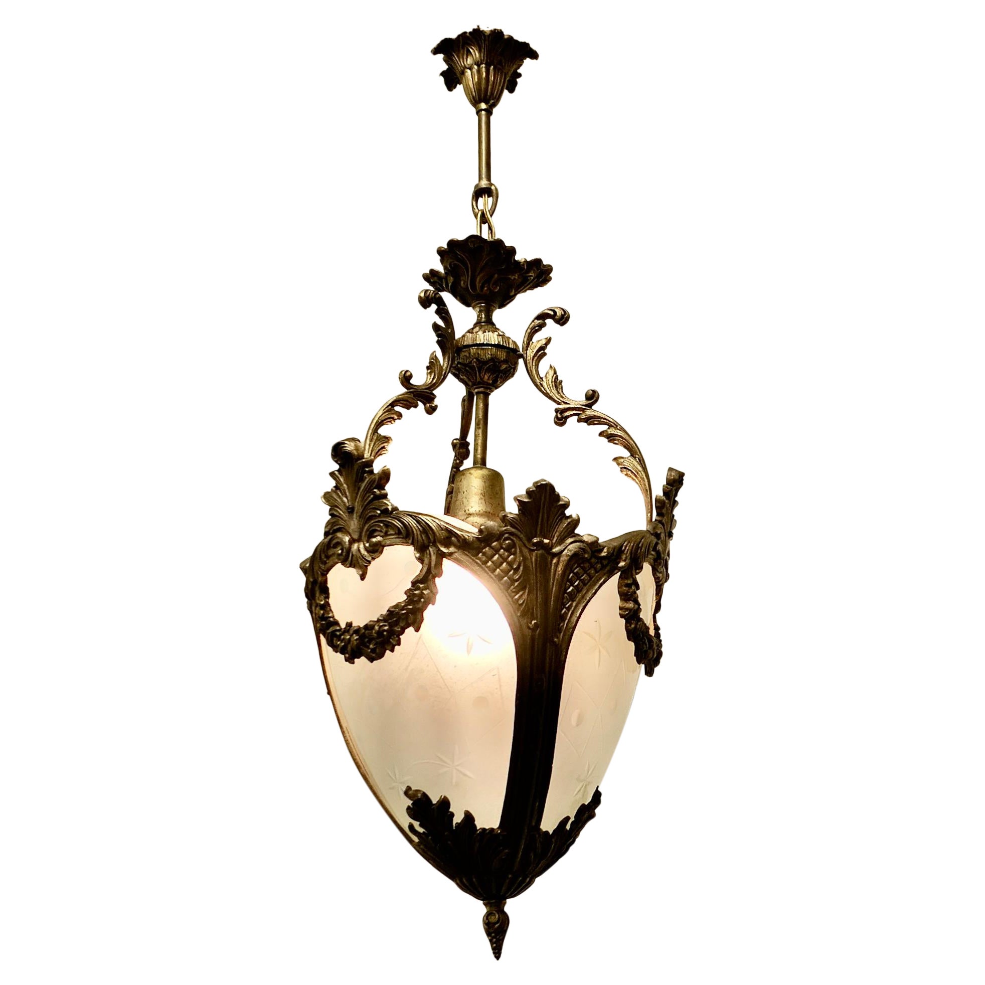 French Opalescent Glass Ceiling Light by Roba at 1stDibs