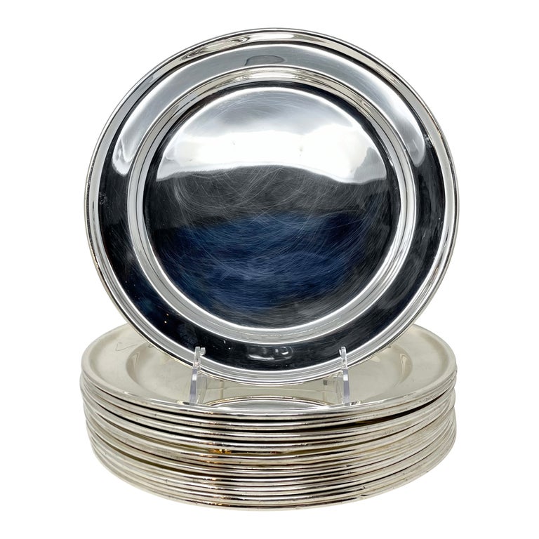 Set of 12 Estate English Silver-Plated Charger Plates at 1stDibs