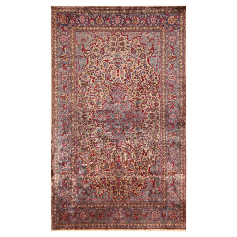 Nazmiyal Collection Silk Antique Persian Kashan Rug. 4 ft 3 in x 6 ft ...