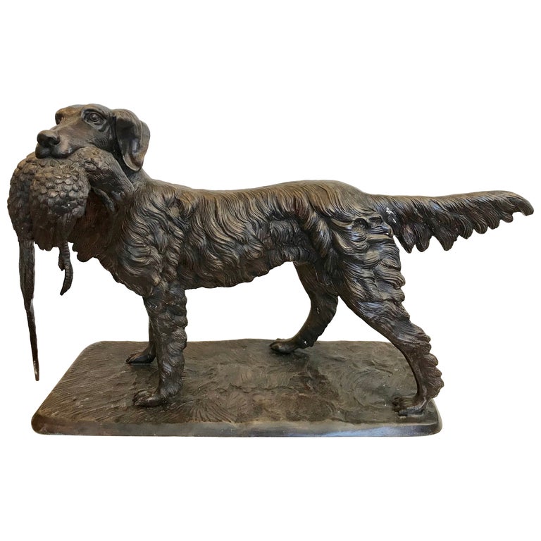 Large Bronze Figure of a Sporting Dog For Sale at 1stDibs