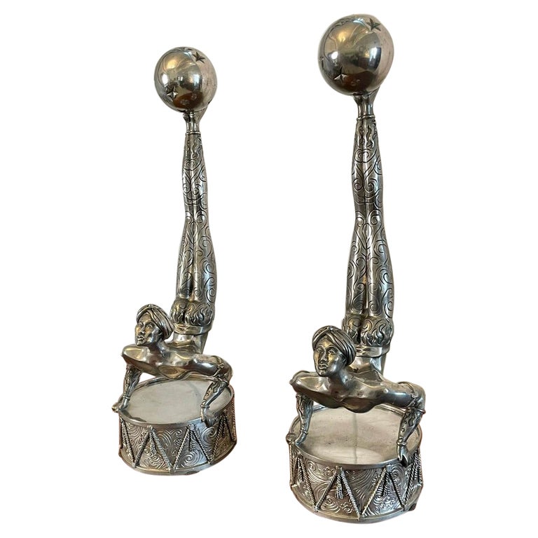 Unusual Pair of Antique Quality Art Deco Silver Plated Candlesticks For ...