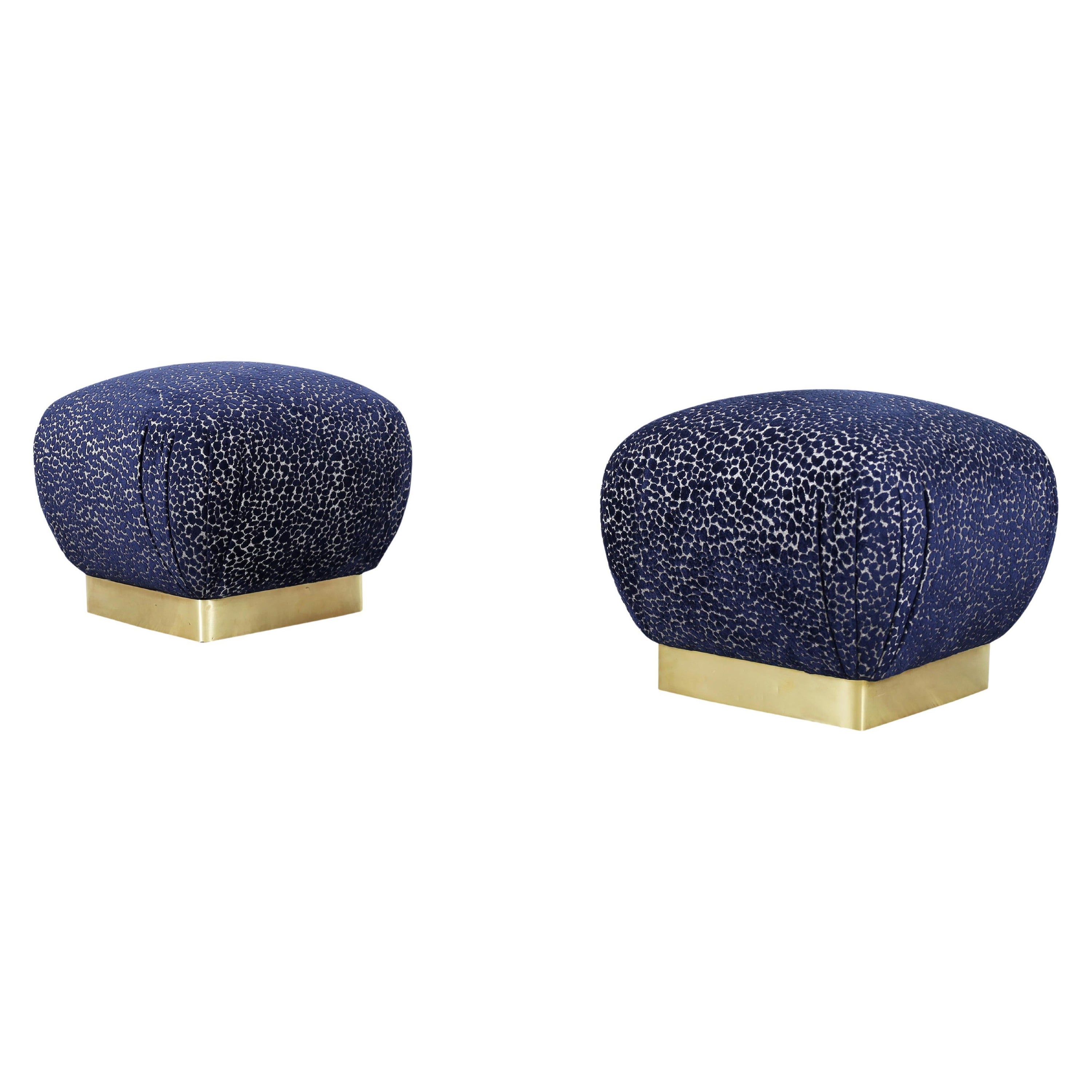 Solid Brass and Flokati Ottoman at 1stDibs