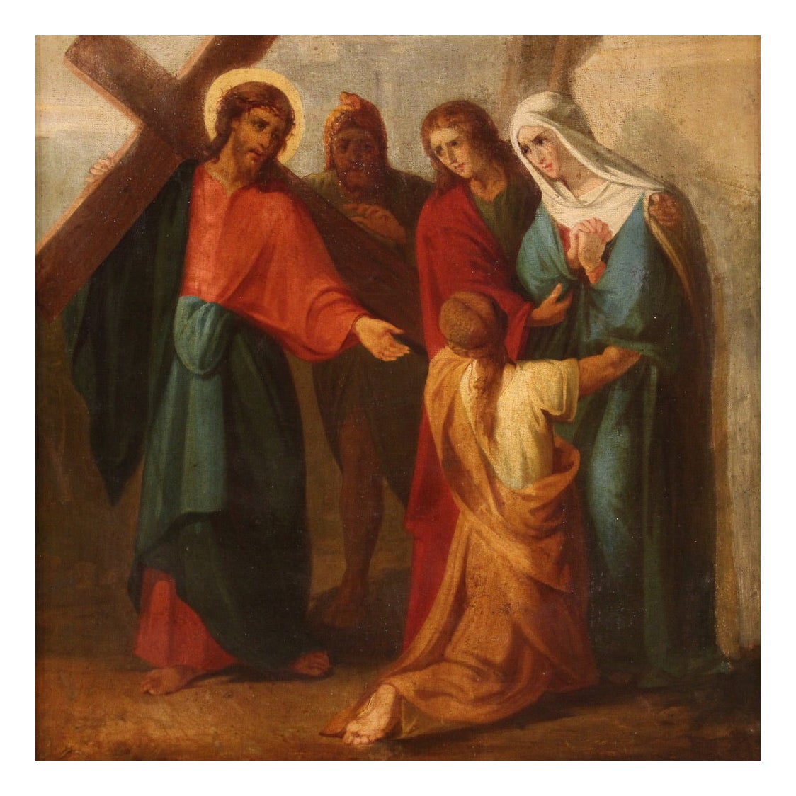 19th Century Oil on Canvas Italian Religious Painting the Ascent to Calvary 1830 at 1stDibs