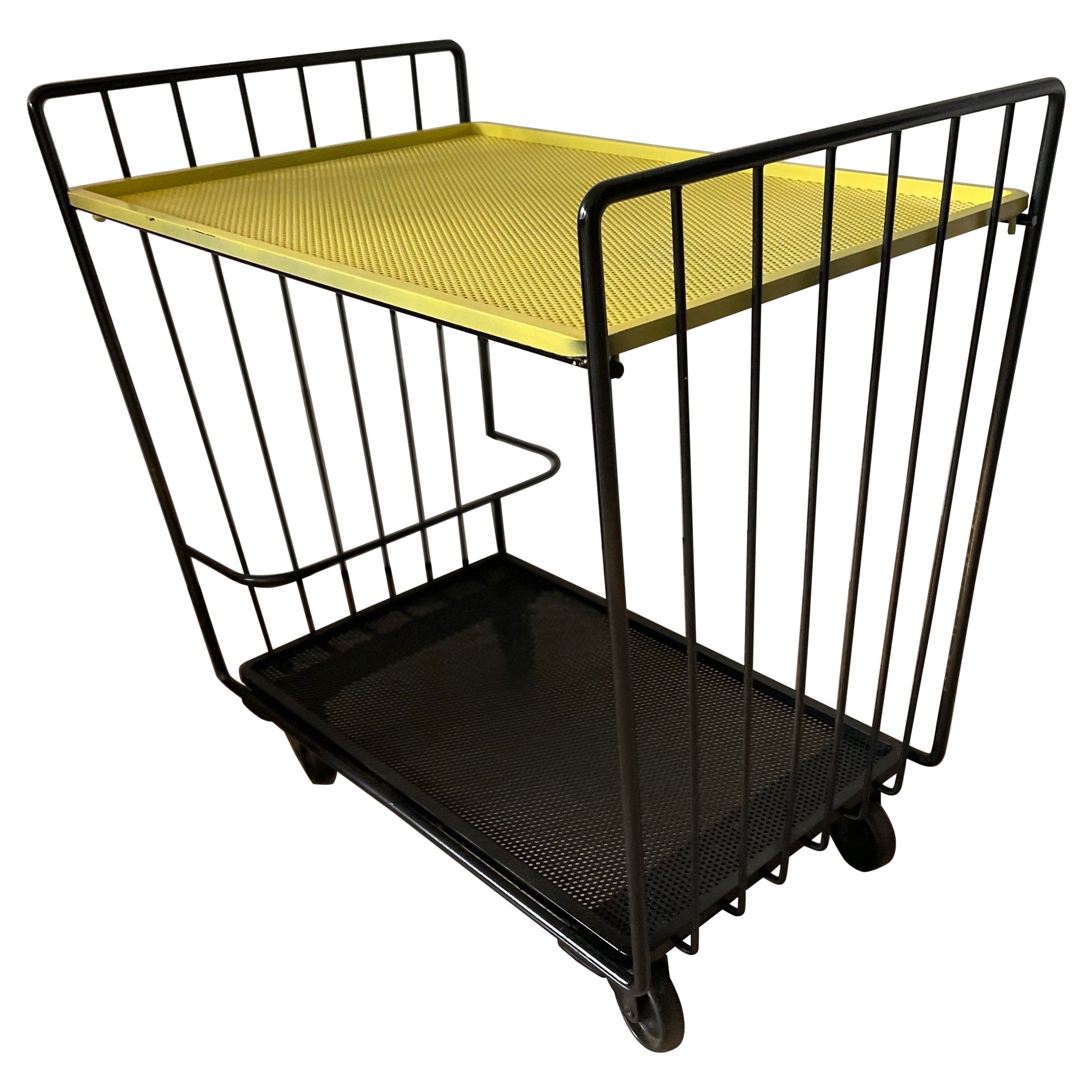 Sushi Kart Trolley Black with red yellow, beige, green shelves, golden ...
