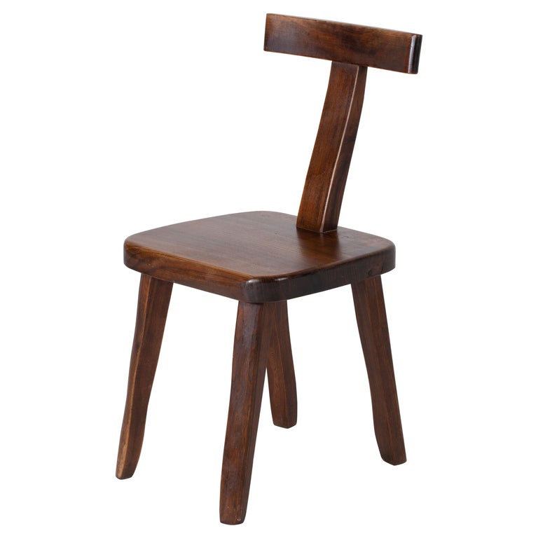 "T-Chair", Olavi Hanninen for Aranjou, Brutalist Solid Elm, France ...