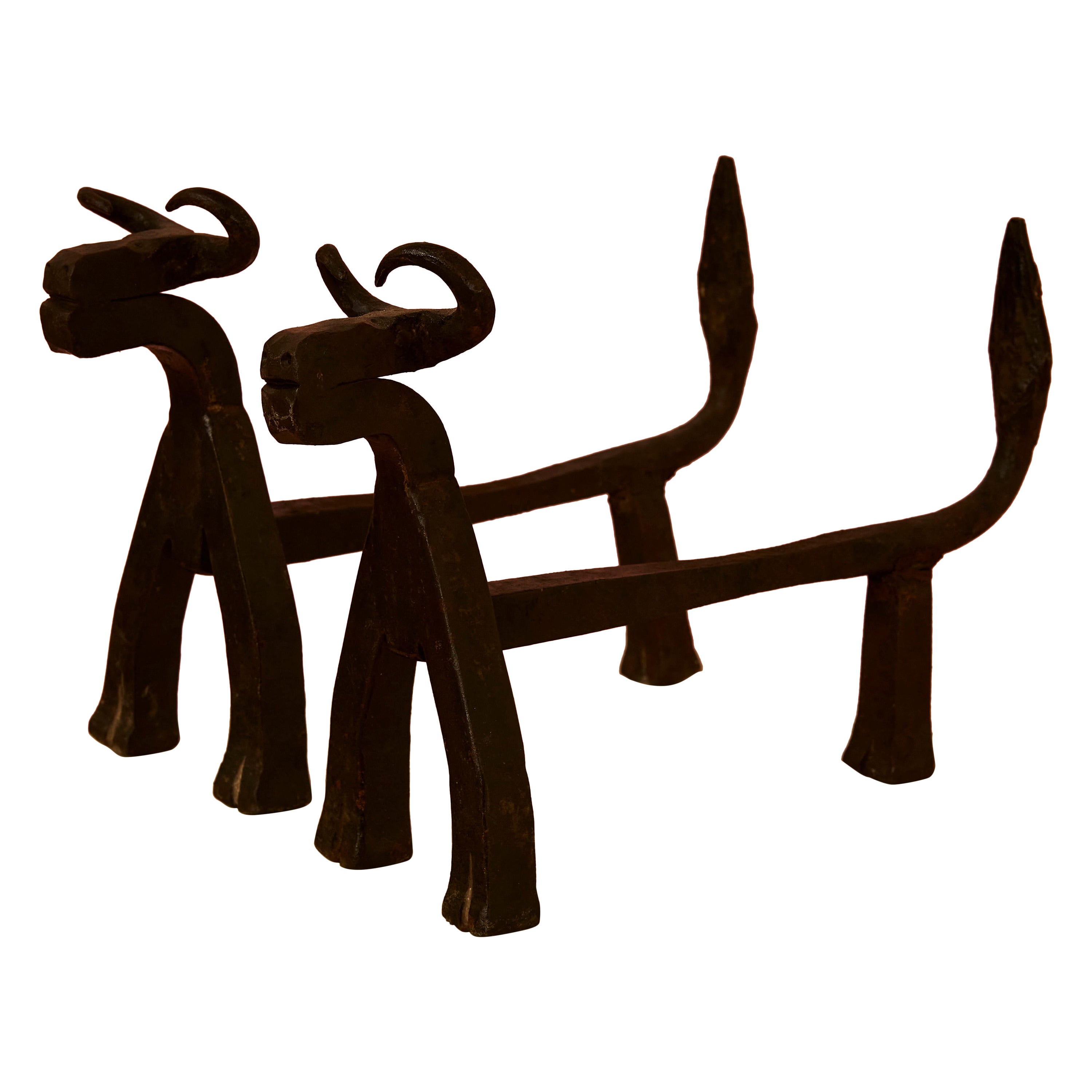 Pair of Italian Fire Andiron Goats at 1stDibs