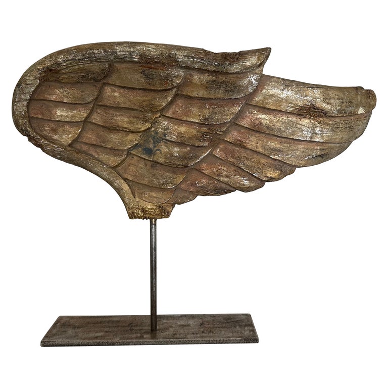 Gilded Angel Wing on Stand For Sale at 1stDibs