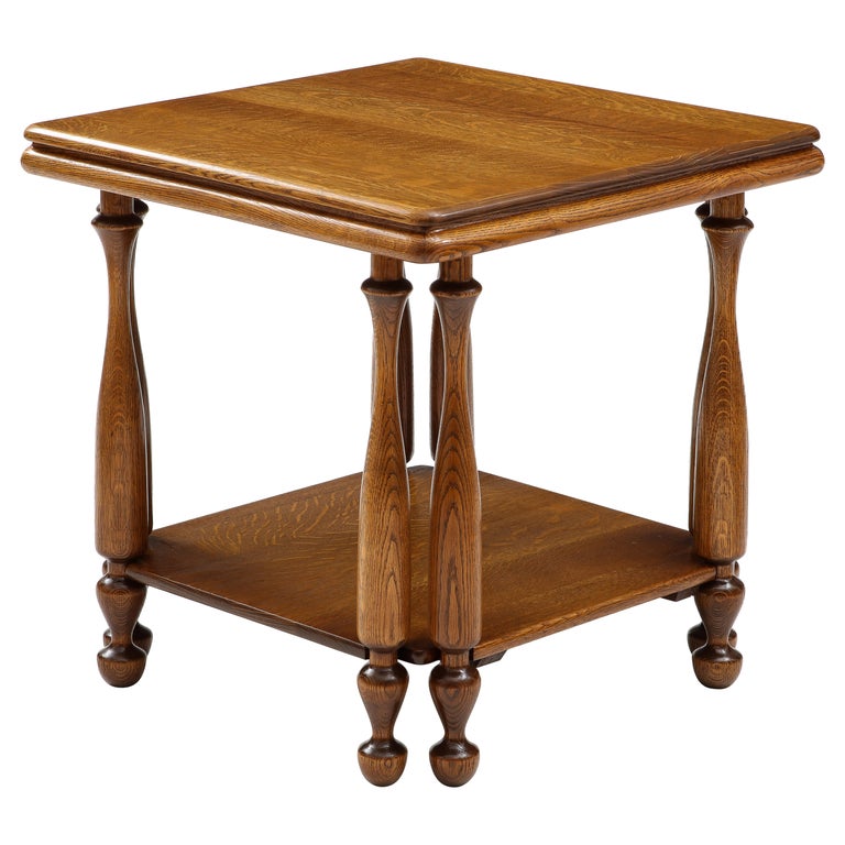 1940 s French Two Tier Large Oak Side Table
