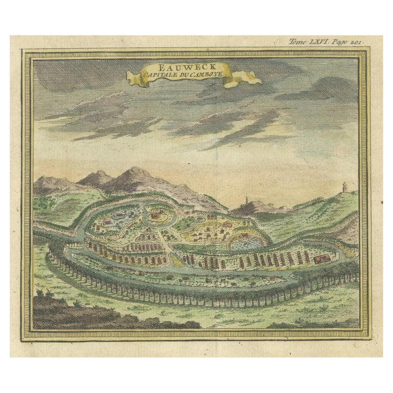 Antique Print of Longvek or Lavek the capital of Cambodia For Sale at ...