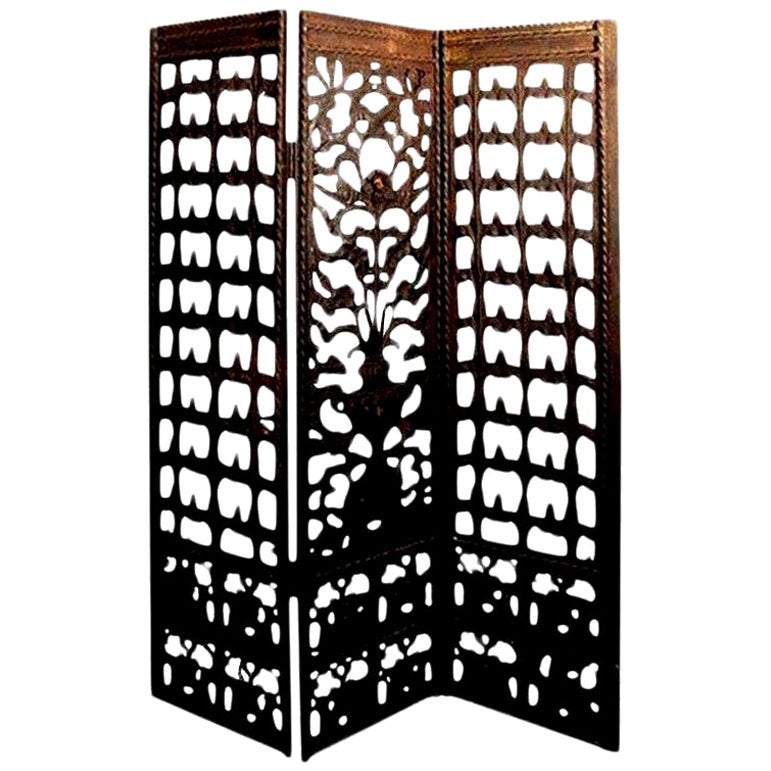 Folding Screen / Room Divider in Gilt Iron with Foliage Details, Spain ...