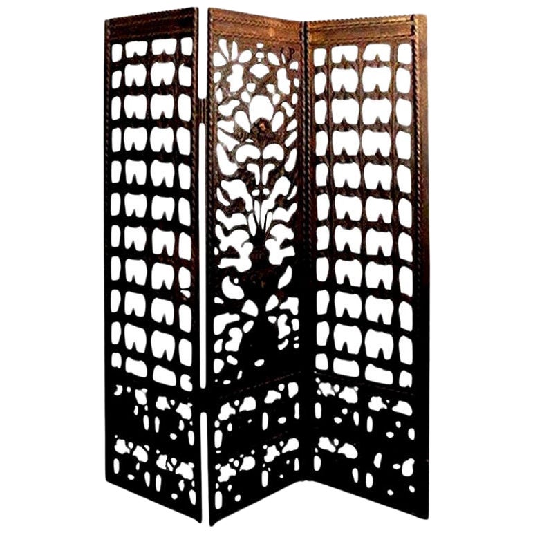 Wrought Iron and Brass Decorative Folding Screen Room Divider Gate at ...